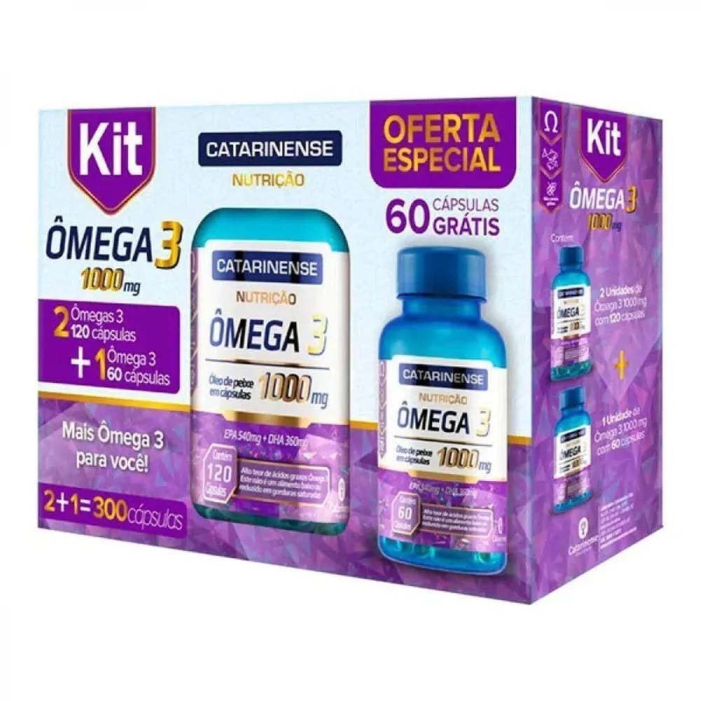 Kit Ômega 3 1000mg 300 Cápsulas Catarinense