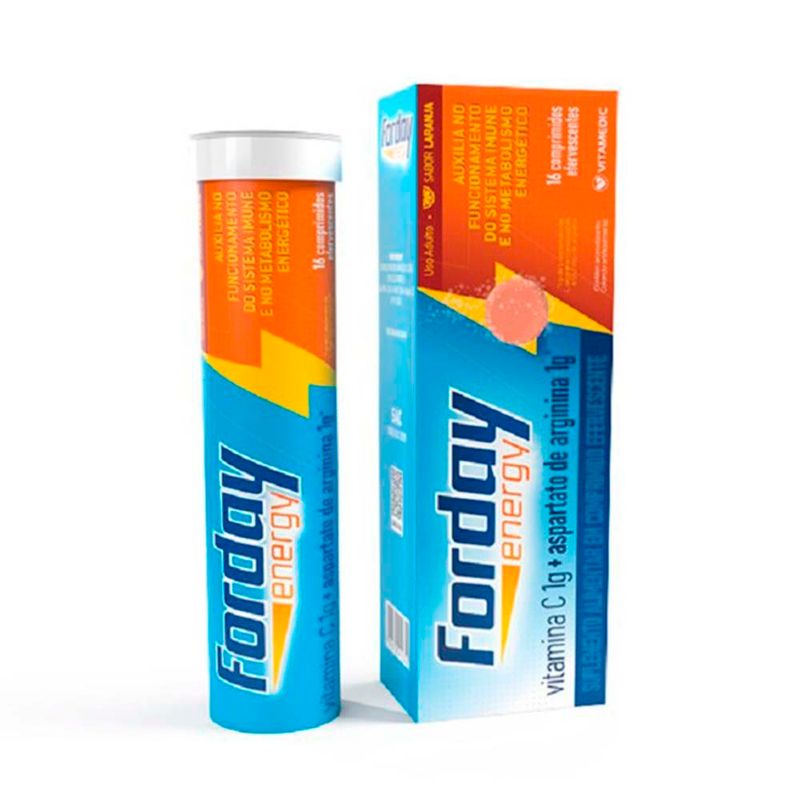 Vitamina C 1g + Arginina 16 Comprimidos Laranja