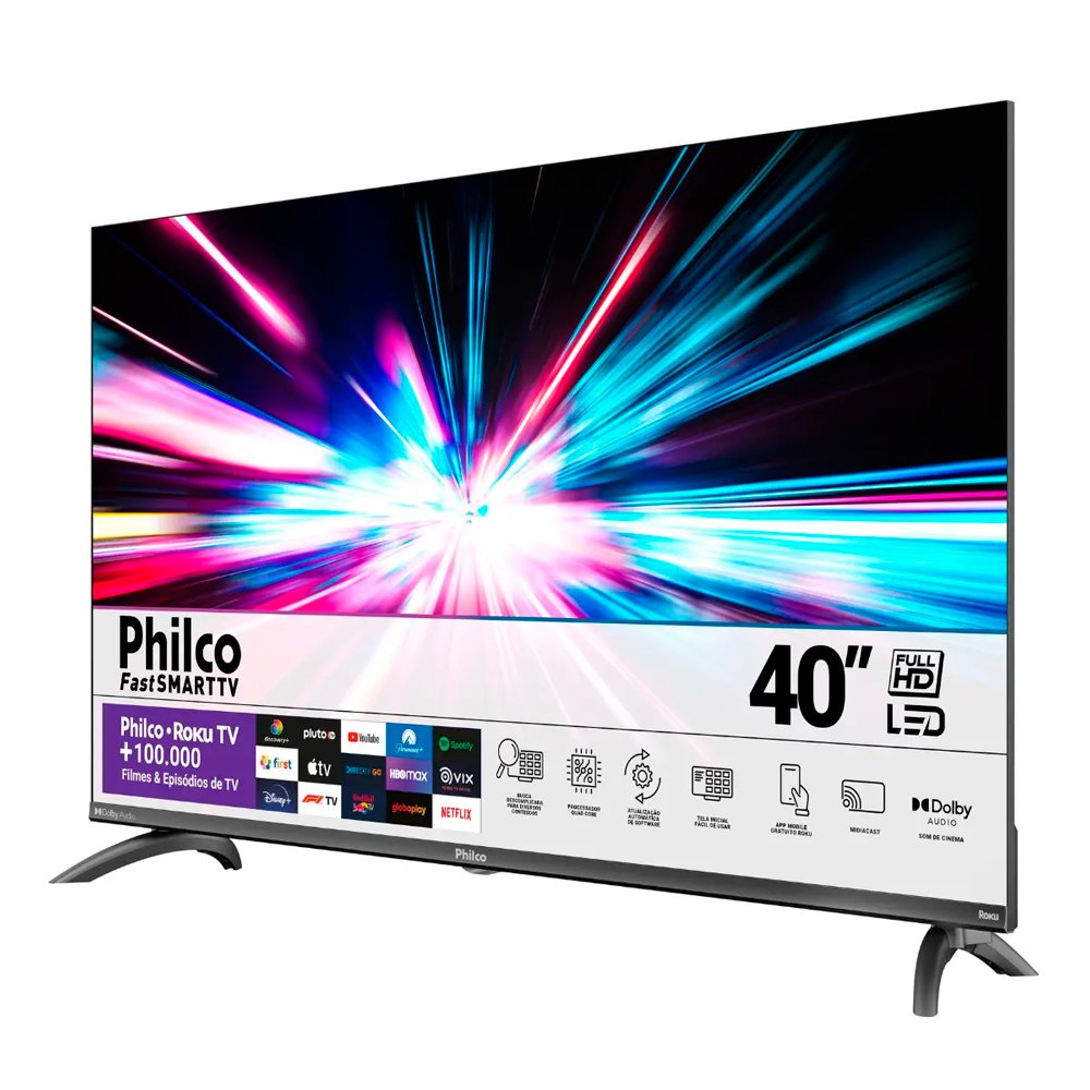 Smart TV 40" Philco TV Led Dolby Audio Roku Space Gray PTV40M9GR2CGB