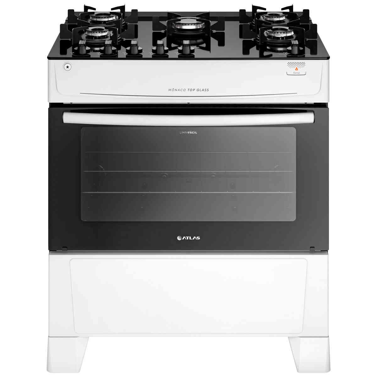 Fogão 5 Bocas Atlas Automático Bivolt Mônaco Top Glass Branco 300000710