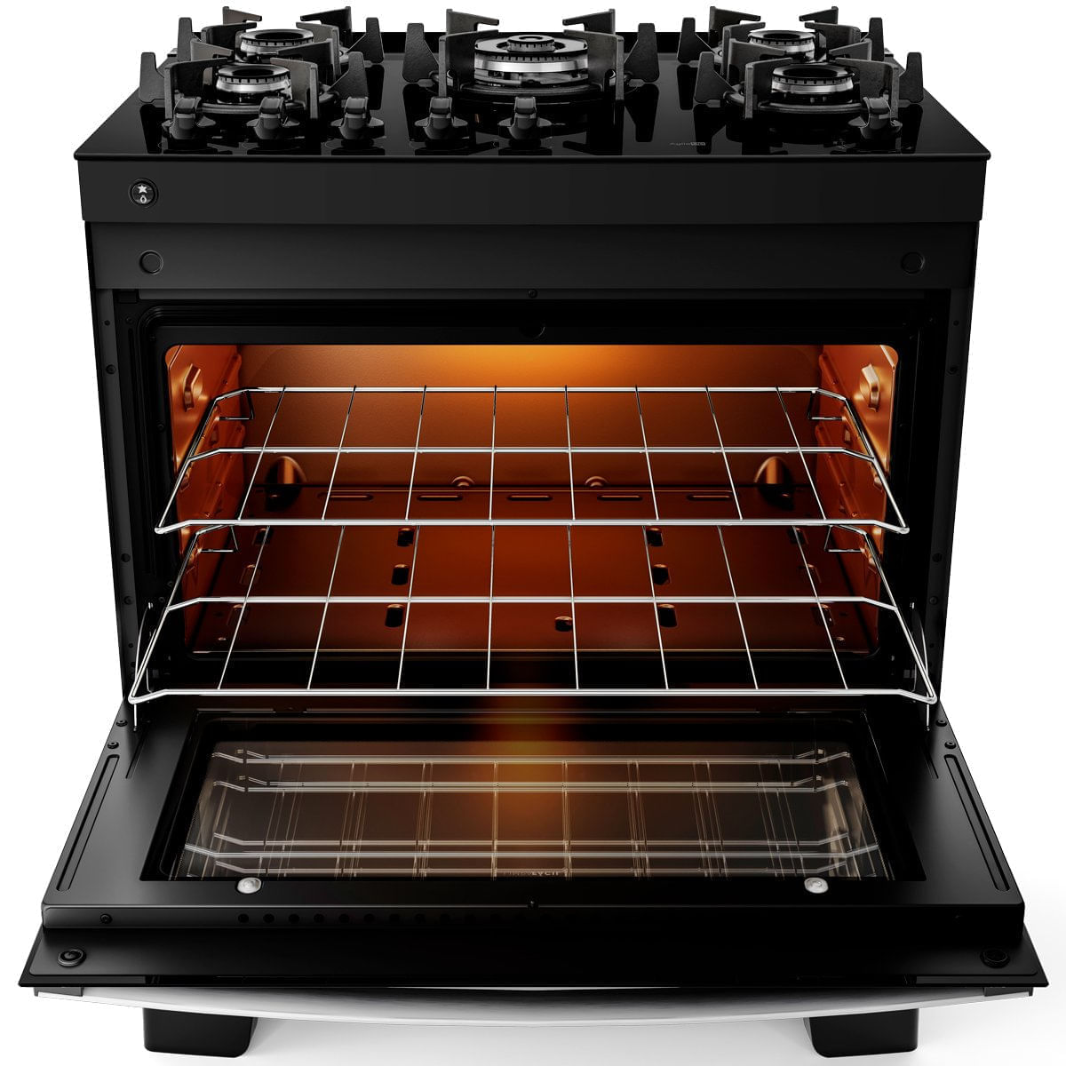 Fogão 5 Bocas Atlas Agile Up Glass Preto Bivolt