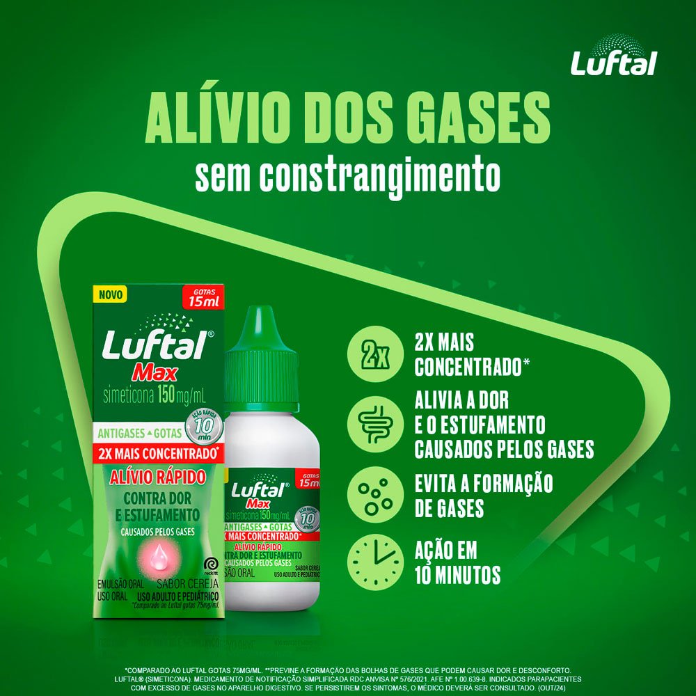 Luftal Max Simeticona 150mg/ml 15ml Emulsão Oral Gotas Reckitt Benckiser