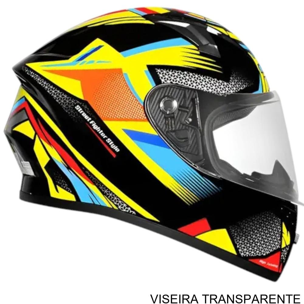 Capacete EBF Xtroy FF 526 Rage Preto E Amarelo 58 (MP)