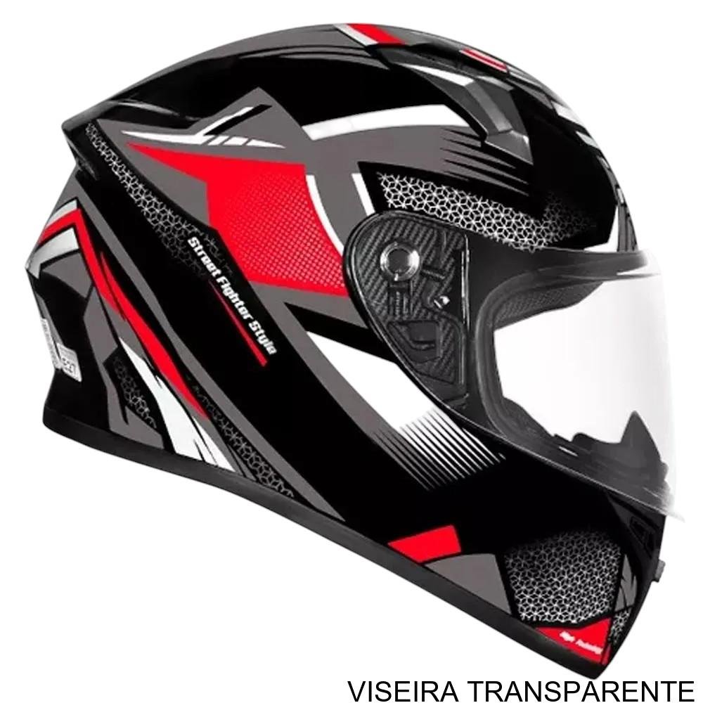 Capacete EBF Xtroy FF 526 Rage Preto Brilhoso E Vermelho 58 (MP)