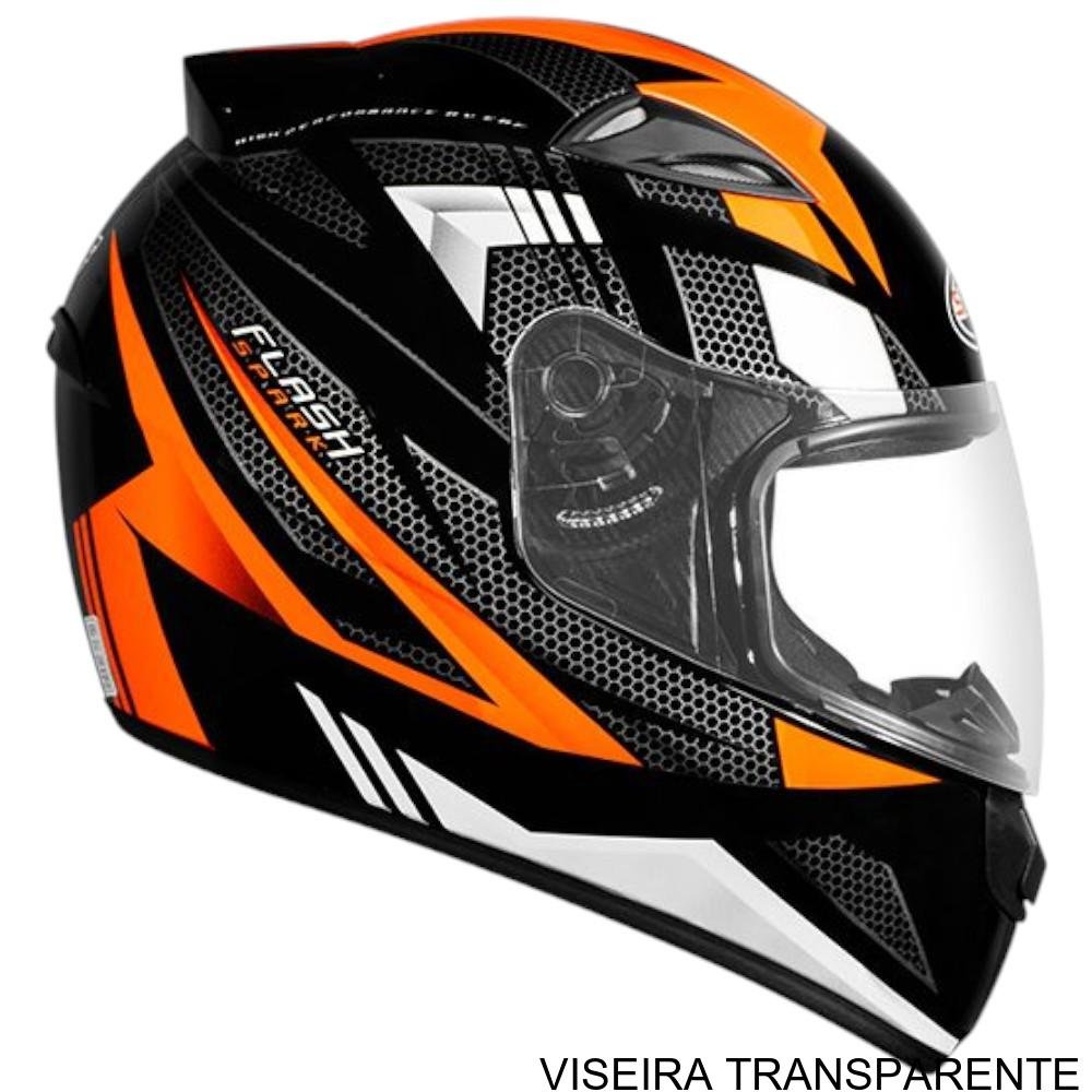 Capacete EBF Spark Flash Preto E Laranja 60 (MP)