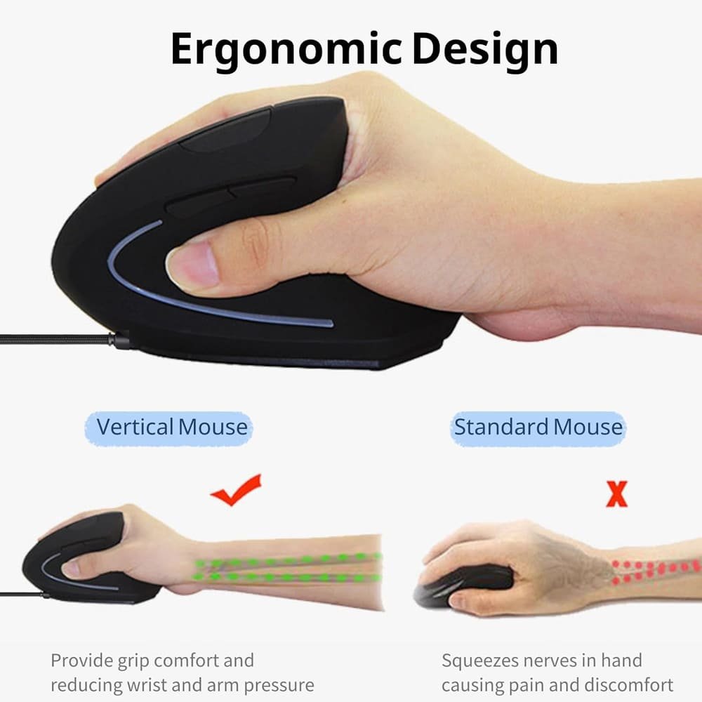 Mouse Ergonômico Uineer Preto A8W-Black A-BI