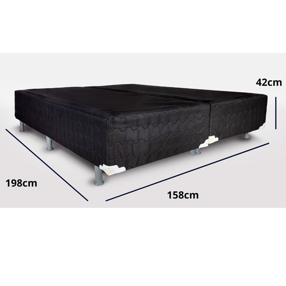 Base Cama Box Americana Queen Universal Preto 158x198x42cm
