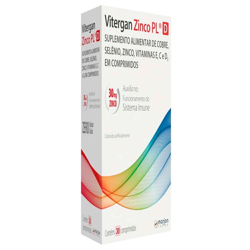 Vitergan Zinco PL D 30 Comprimidos Cobre Selênio Zinco e Vitaminas Marjan