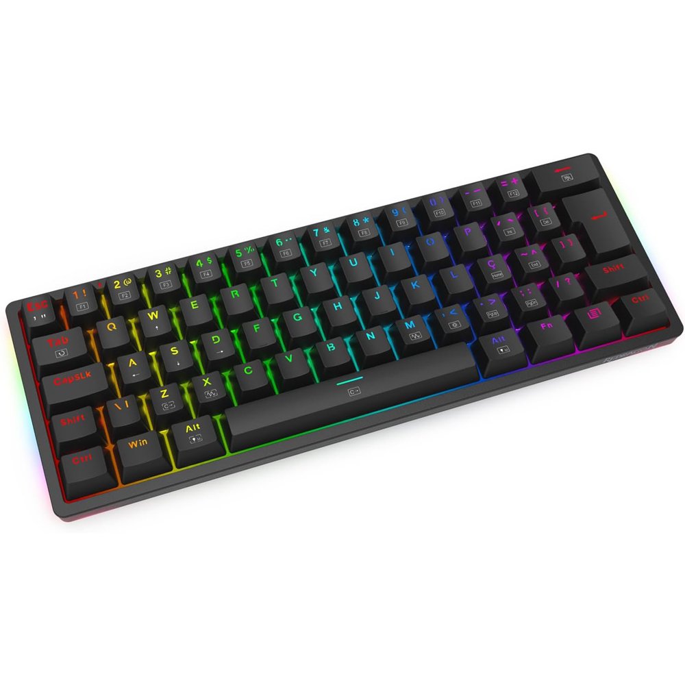 Teclado Gamer Redragon Akali Switch Briwn RBG Preto