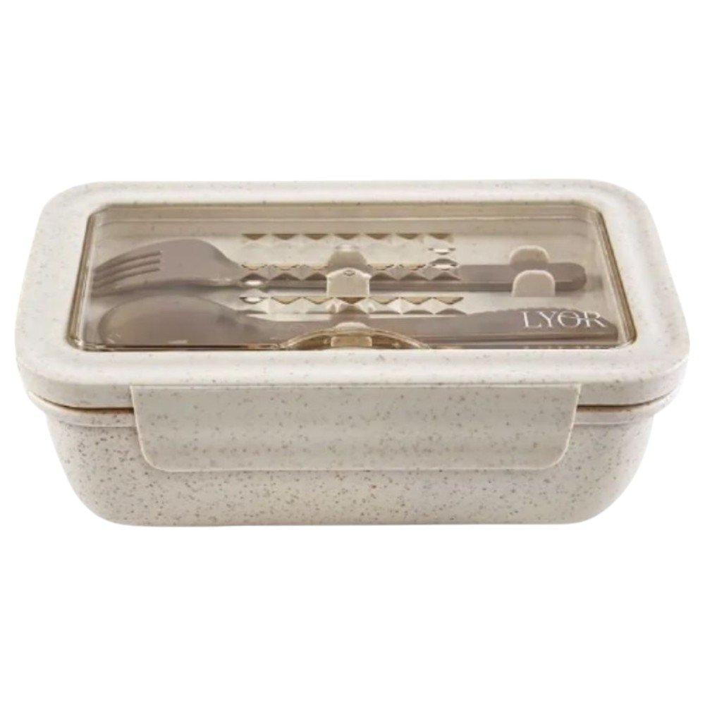 Marmita Hermética Lyor Com Talher De Bambu 20,5X12,5X7,5Cm (MP)