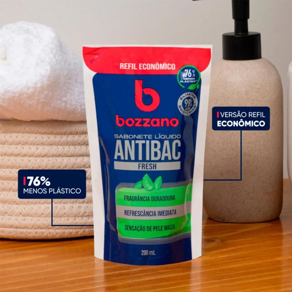 Sabonete Líquido Antibac Fresh 200ml Refil Bozzano