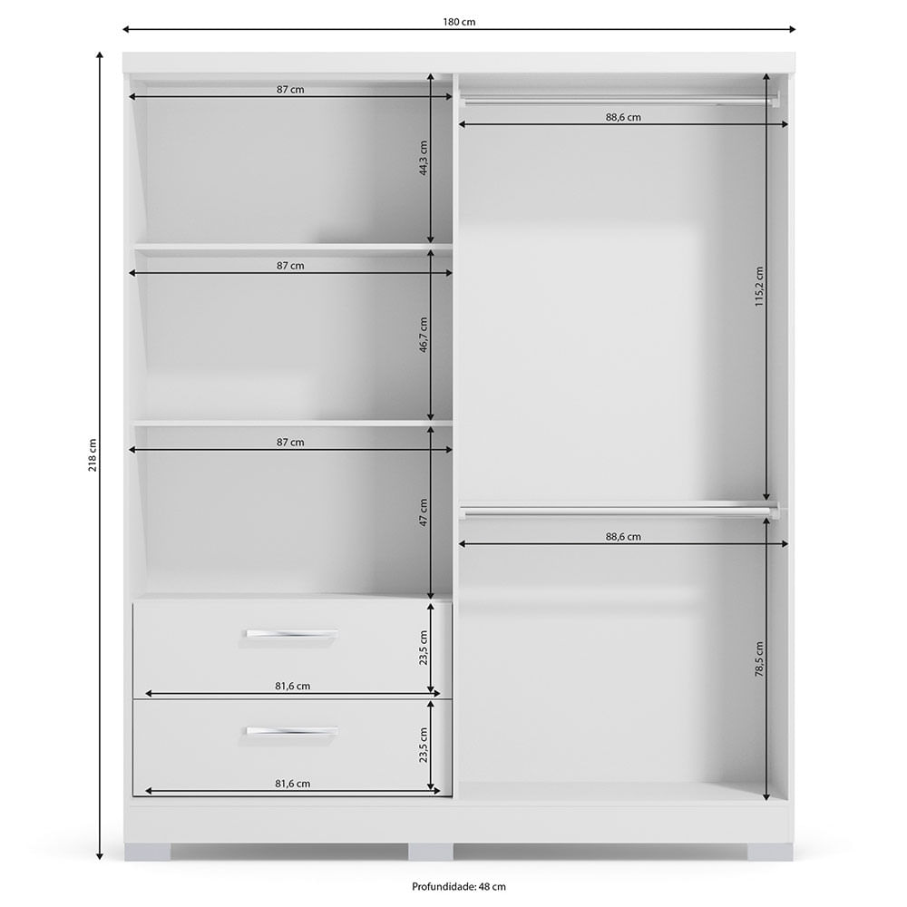 Guarda-Roupa 3 Portas 2 Gavetas Kappesberg Branco | Bemol
