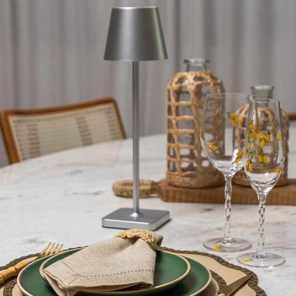 Luminária de Mesa Tátil Silver 37cm USB Copa&Cia Ross