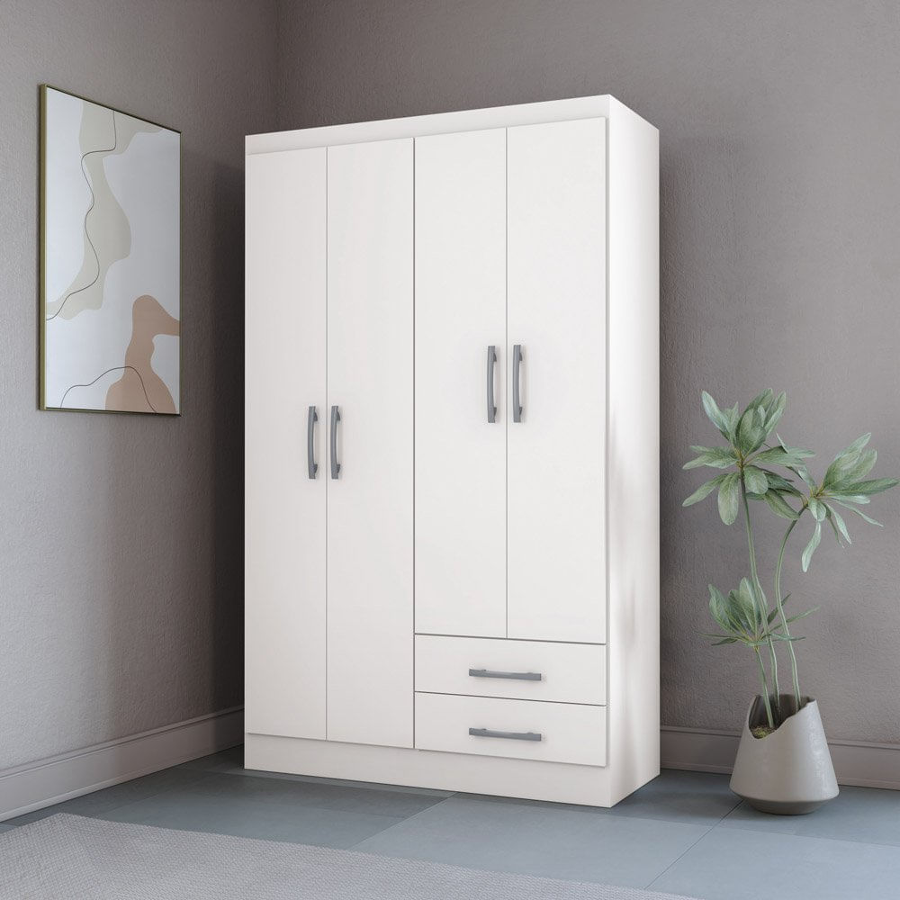 Guarda-Roupa 4 Portas 2 Gavetas Kappesberg Branco | Bemol