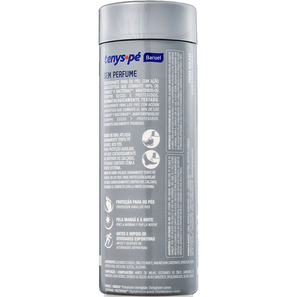 Talco Desodorante para Pés Sem Perfume 100g Baruel | Bemol