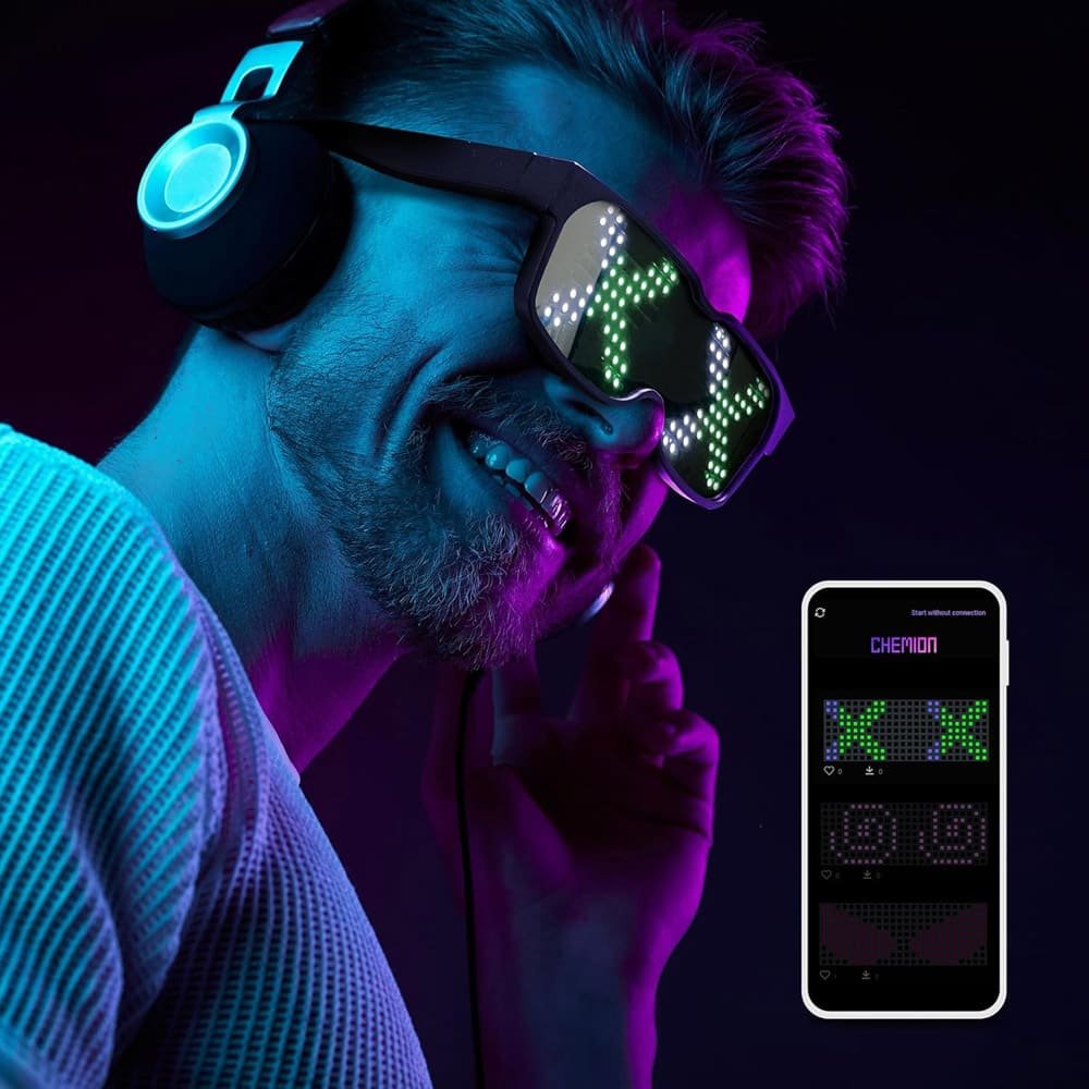 Óculos LED Personalizável Chemion Bluetooth Preto | Bemol