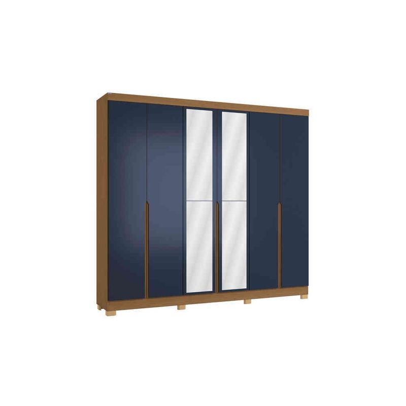 Guarda-Roupa 6 Portas 4 Gavetas Kappesberg Canela Azul