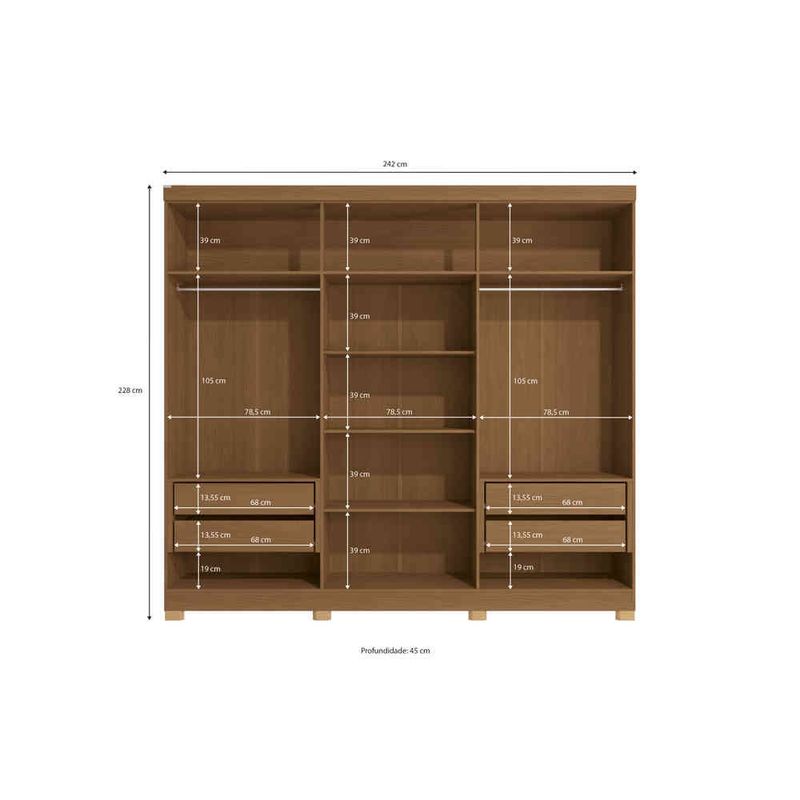 Guarda-Roupa 6 Portas 4 Gavetas Kappesberg Canela Azul