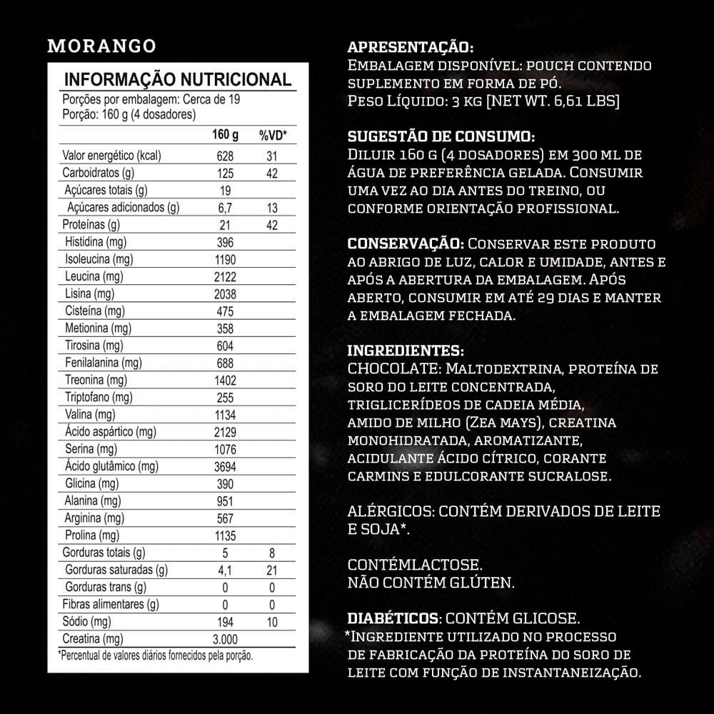 Hipercalórico 3Kg Morango Darkness Monsterone | Bemol