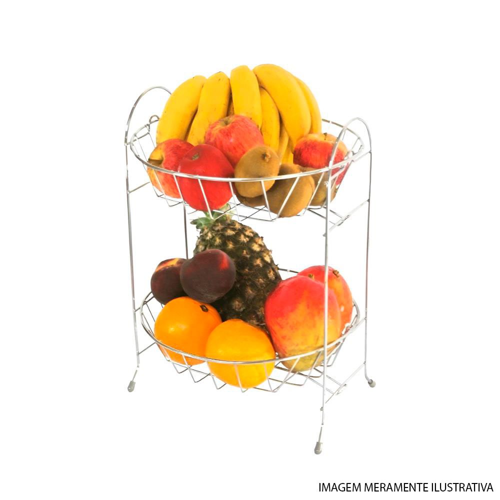 Fruteira Dupla Inox Cromado 31x44cm Madefer | Bemol