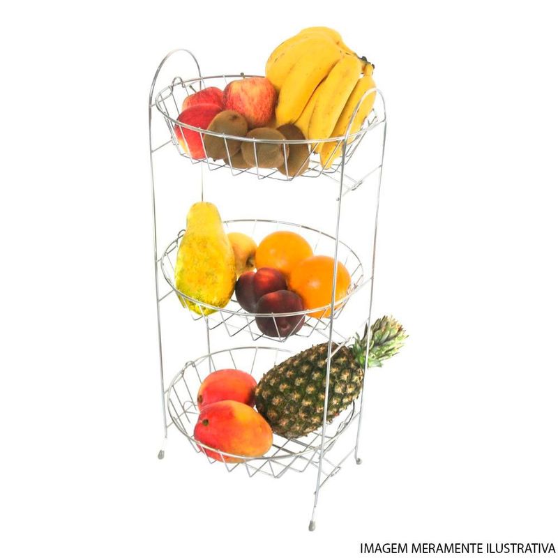 Fruteira Tripla Inox Cromado 68x30cm | Bemol
