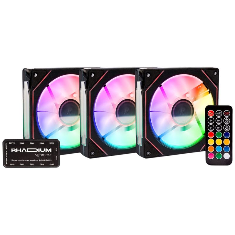 Kit 3 Cooler Fan 120mm LED ARGB Rhadium | Bemol