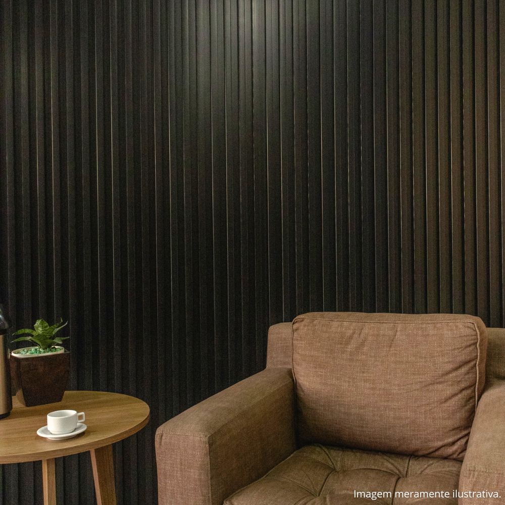 Painel Ripado PVC 300x20x2cm Preto Ébano 0,6m² | Bemol