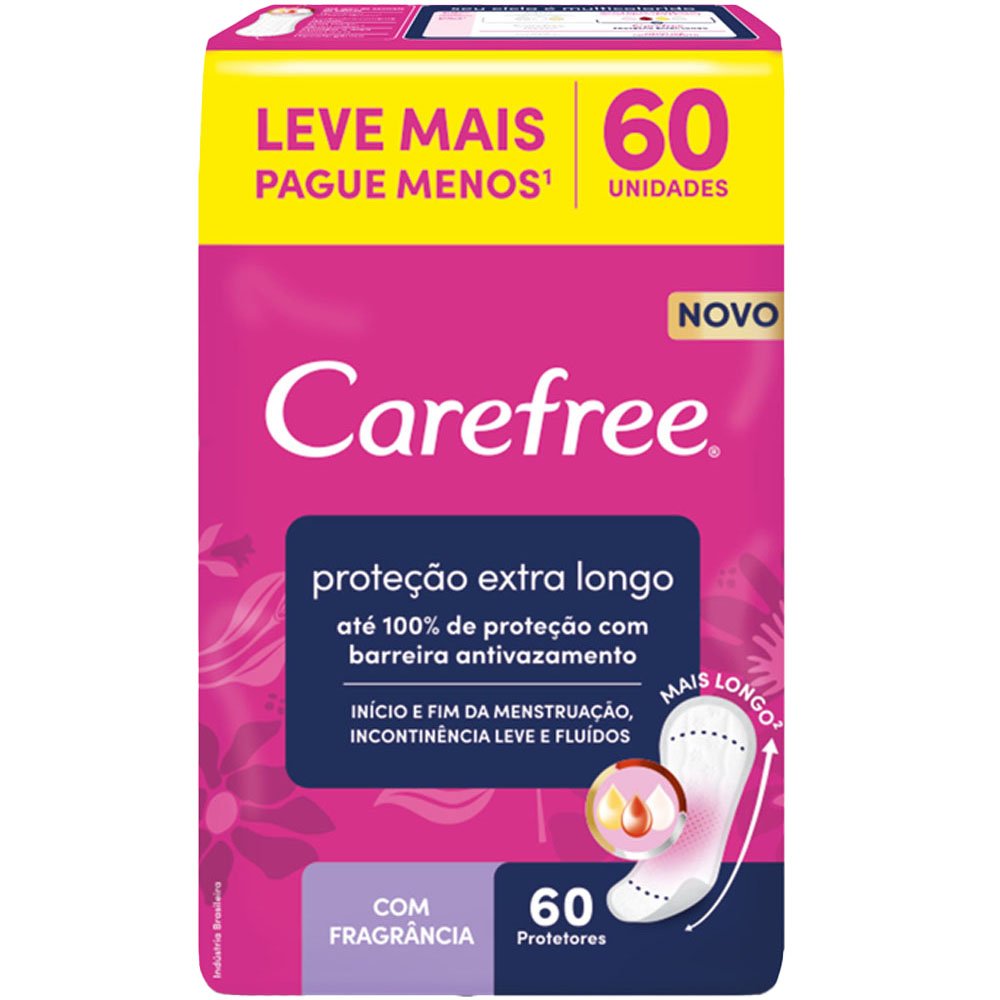 Protetor Diário Carefree Extra Longo 60 Unidades | Bemol