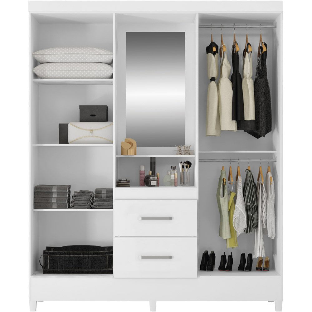 Guarda-Roupa 4 Portas 2 Gavetas Branco Baumon Coari | Bemol