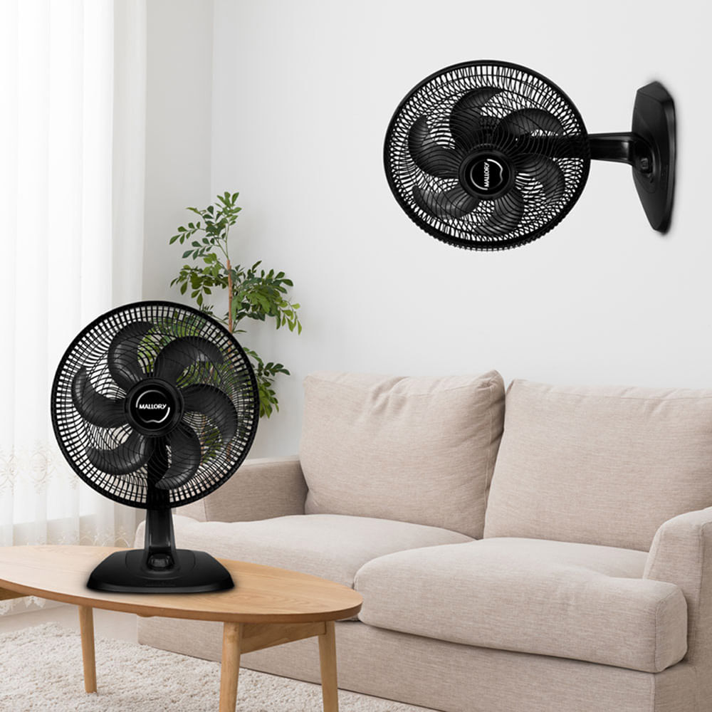 Ventilador de Mesa e Parede Mallory 40cm Turbo Fresh Preto
