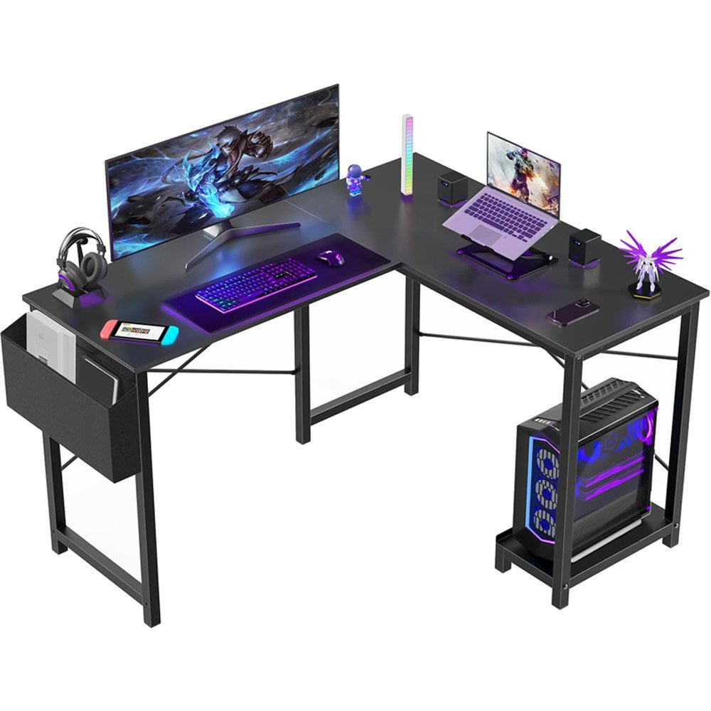 Mesa Gamer em formato L Sweetcrispy preto 127x127 cm | Bemol
