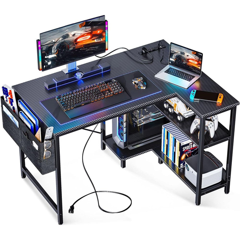 Mesa Gamer Com Tomadas Em Formato De L Com Superfície De Fibra De ...
