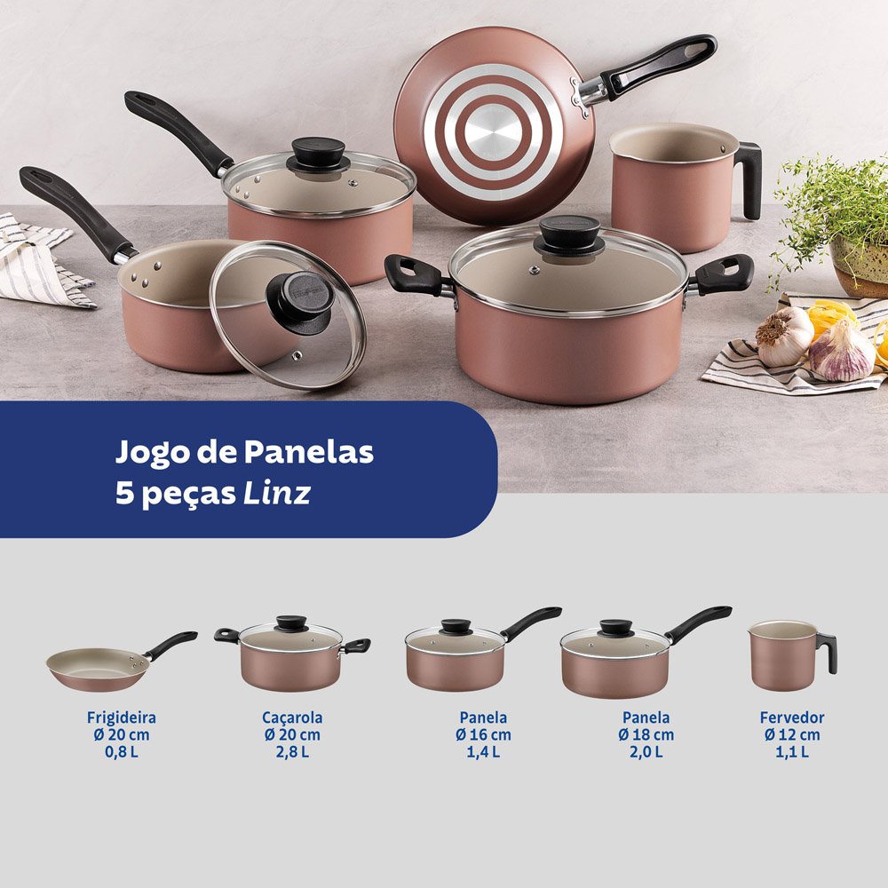Conjunto de Panelas Tramontina 5 Peças Linz 28299305
