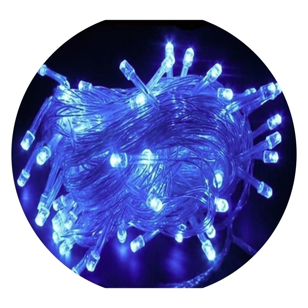 Pisca-Pisca 100 Leds Azul 10m Fio Transparente 127V