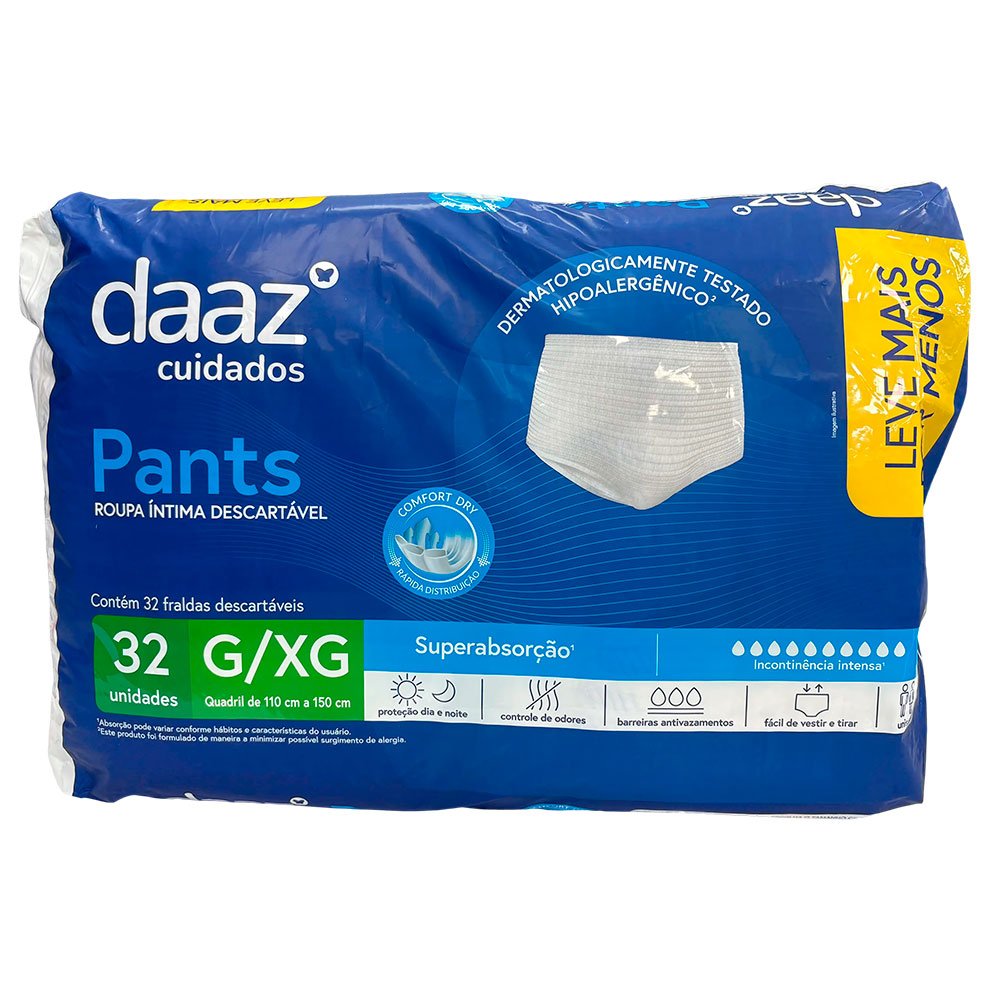 Roupa Íntima Descartável Adulto Geriátrica Daaz Pants Tamanho G/XG 32 ...
