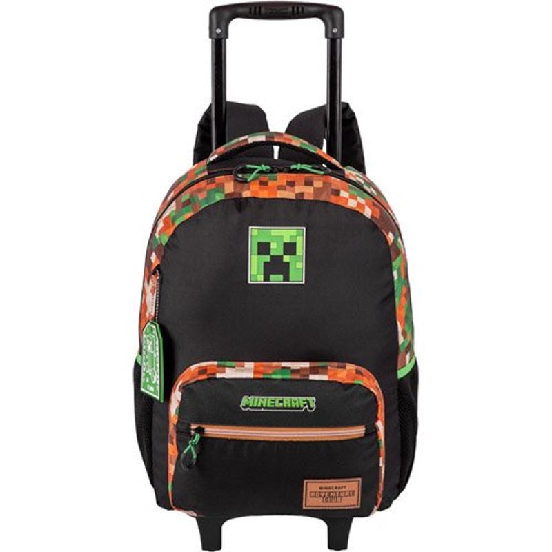 Mochila com Rodinhas Sestini Minecraft Preta 066426-01