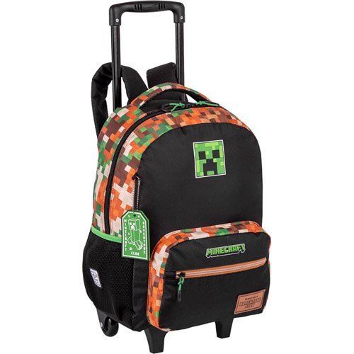 Mochila com Rodinhas Sestini Minecraft Preta 066426-01