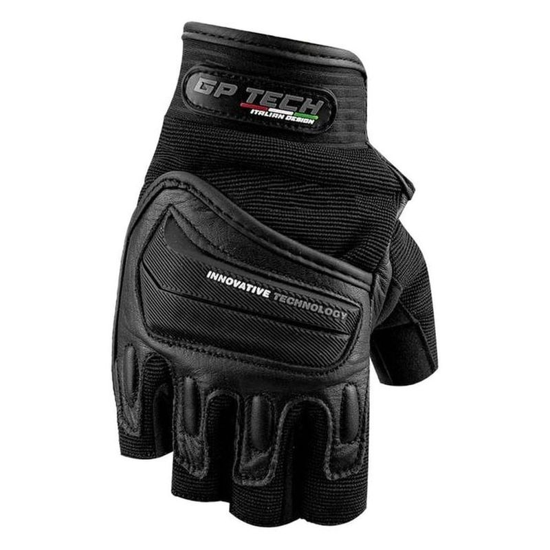 Luva Para Motoqueiro GP Tech Essence Meio Dedo Preto M-M (MP)
